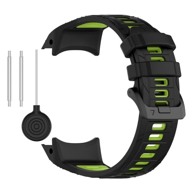 Силиконовый ремешок для часов, двойного цвета, Черный и зеленый - 45mm