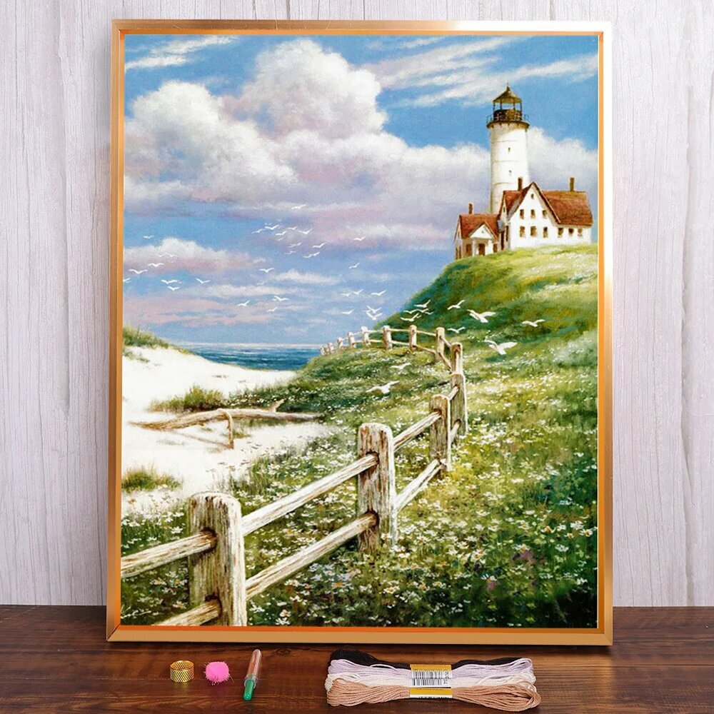 Вышивка крестом "Приморский маяк" 30x40см, Цвет B41245