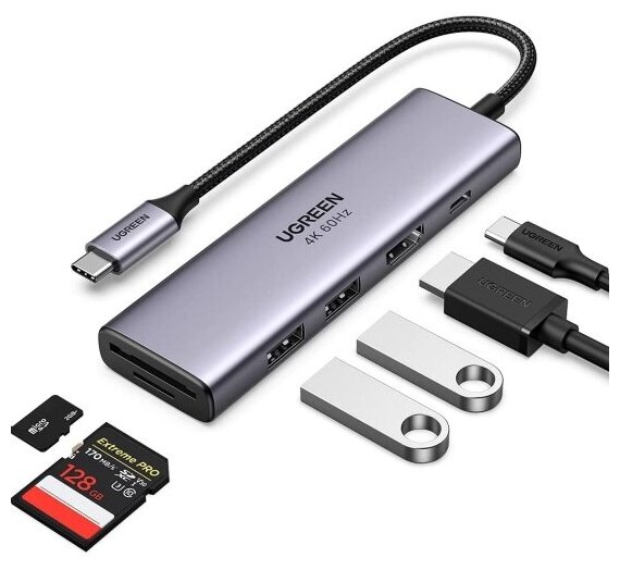 Эксклюзивный хаб Ugreen 6в1 с HDMI и PD зарядкой