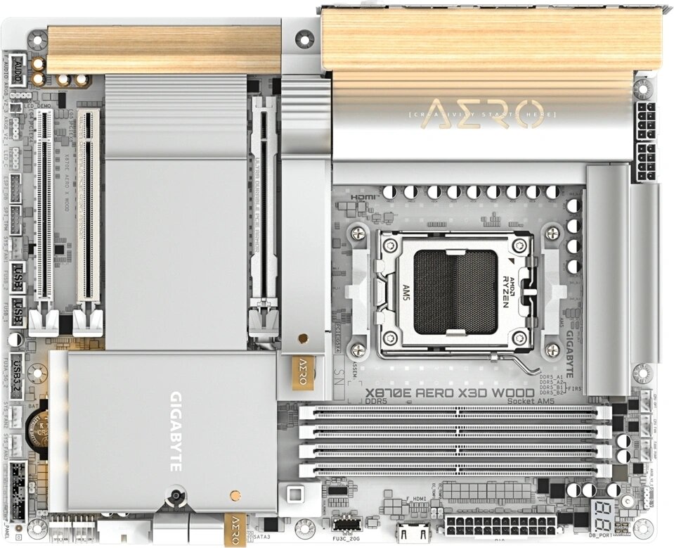 Материнская плата Gigabyte X870E AERO X3D WOOD Socket AM5 AMD X870E 4xDDR5 ATX AC`97 8ch(7.1) 2x5Gg RAID+HDMI