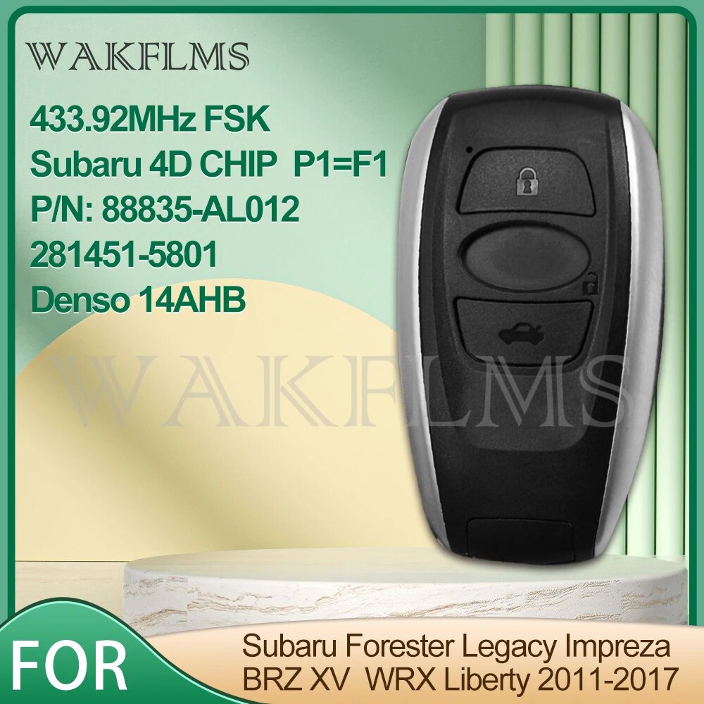 Для Subaru Forester Legacy Impreza XV BRZ WRX 2011-2017 Subaru 4D чип P1 = F1 смарт-ключ без ключа 281451-5801 14AHB 14AHD HYQ14AHC 3 Button 433Mhz
