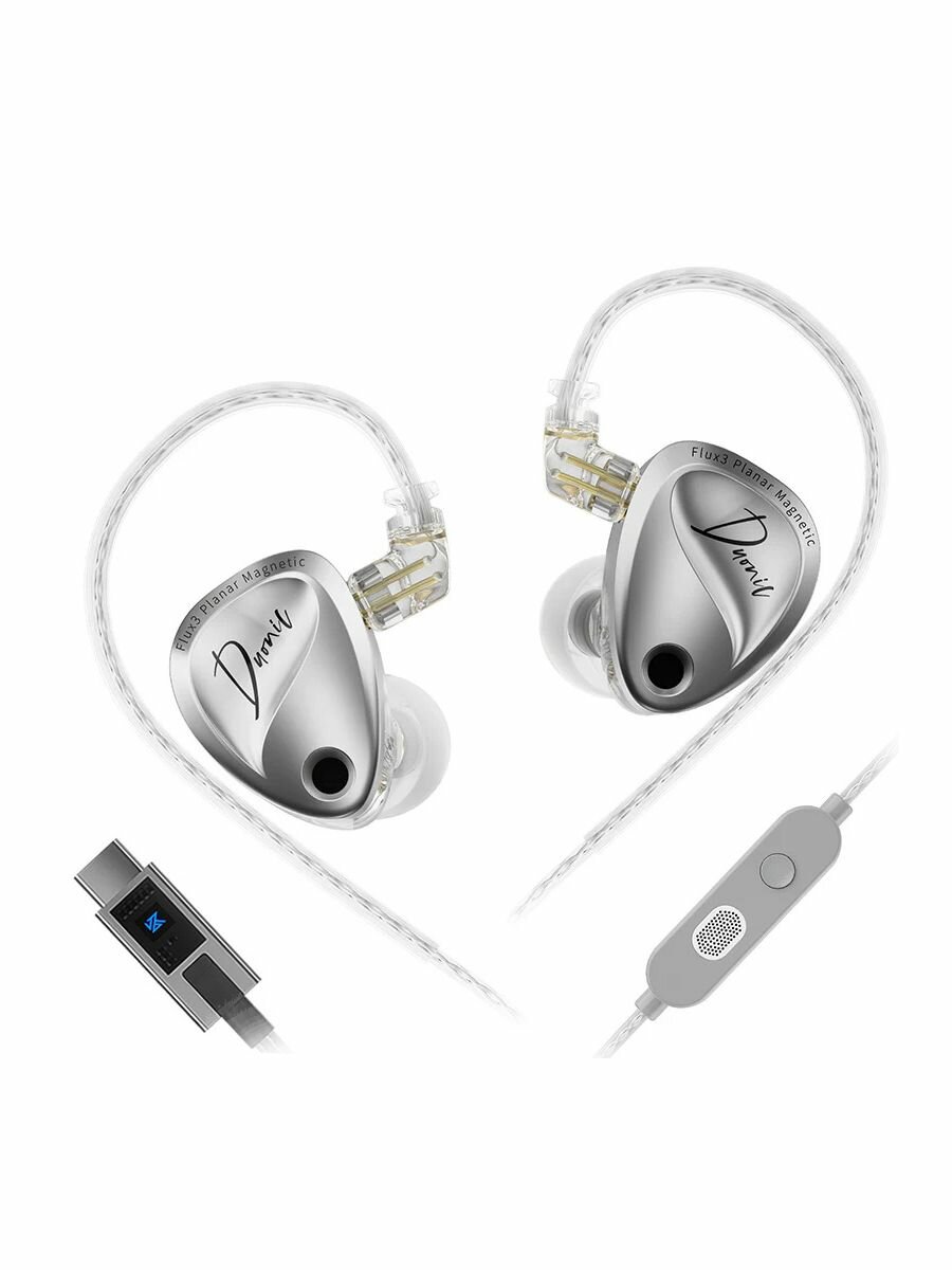 KZ Duonic Without Switches с микрофоном USB Type-С, белый, проводные наушники