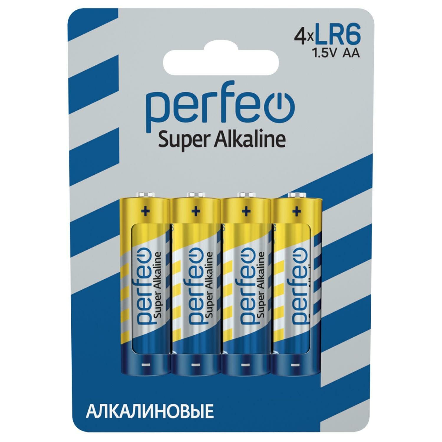 Батарейка Perfeo LR6/AA Super Alkaline BL4 PFLR6/4BL, 4шт.