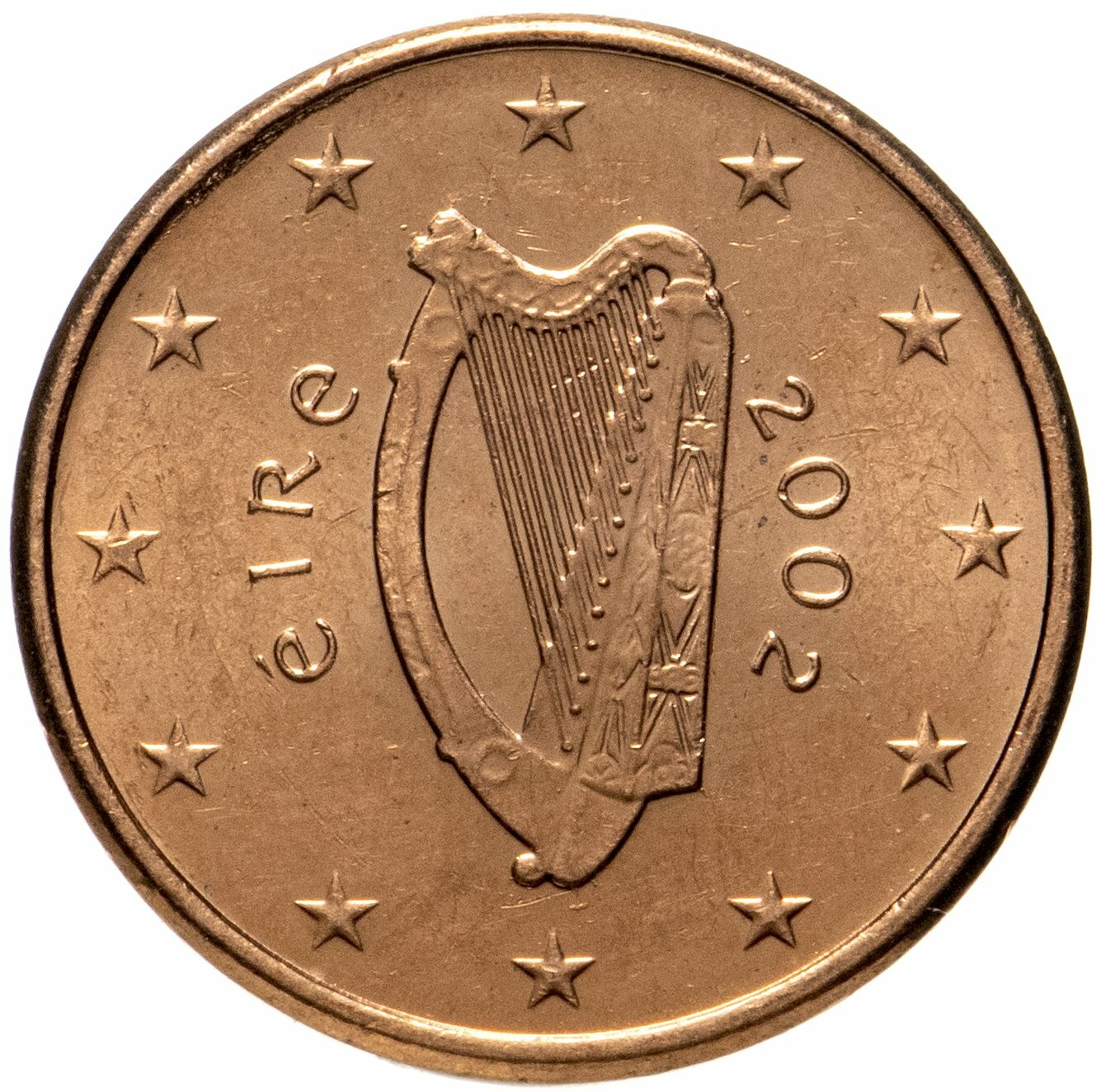 Ирландия 1 евроцент 2002, Сталь, в сохранности UNC