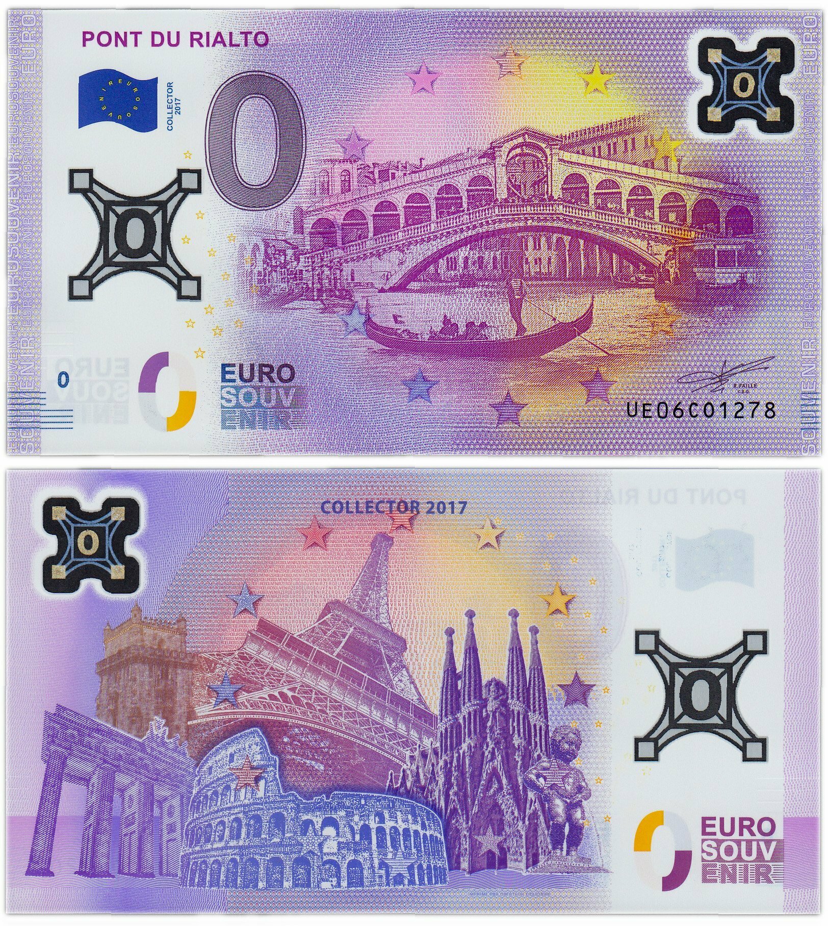 0 евро euro "Мост Риальто" Collector 2017 Пластик лимитированная серия