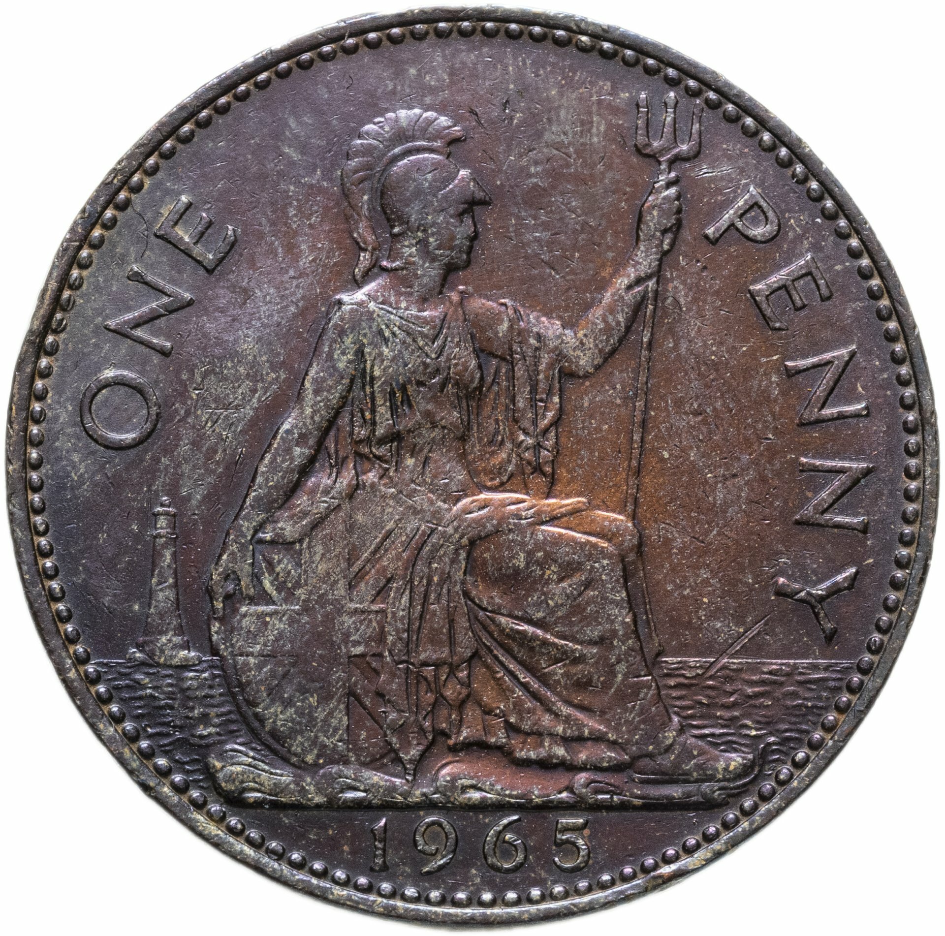 Великобритания 1 пенни penny 1965, Бронза, в сохранности XF
