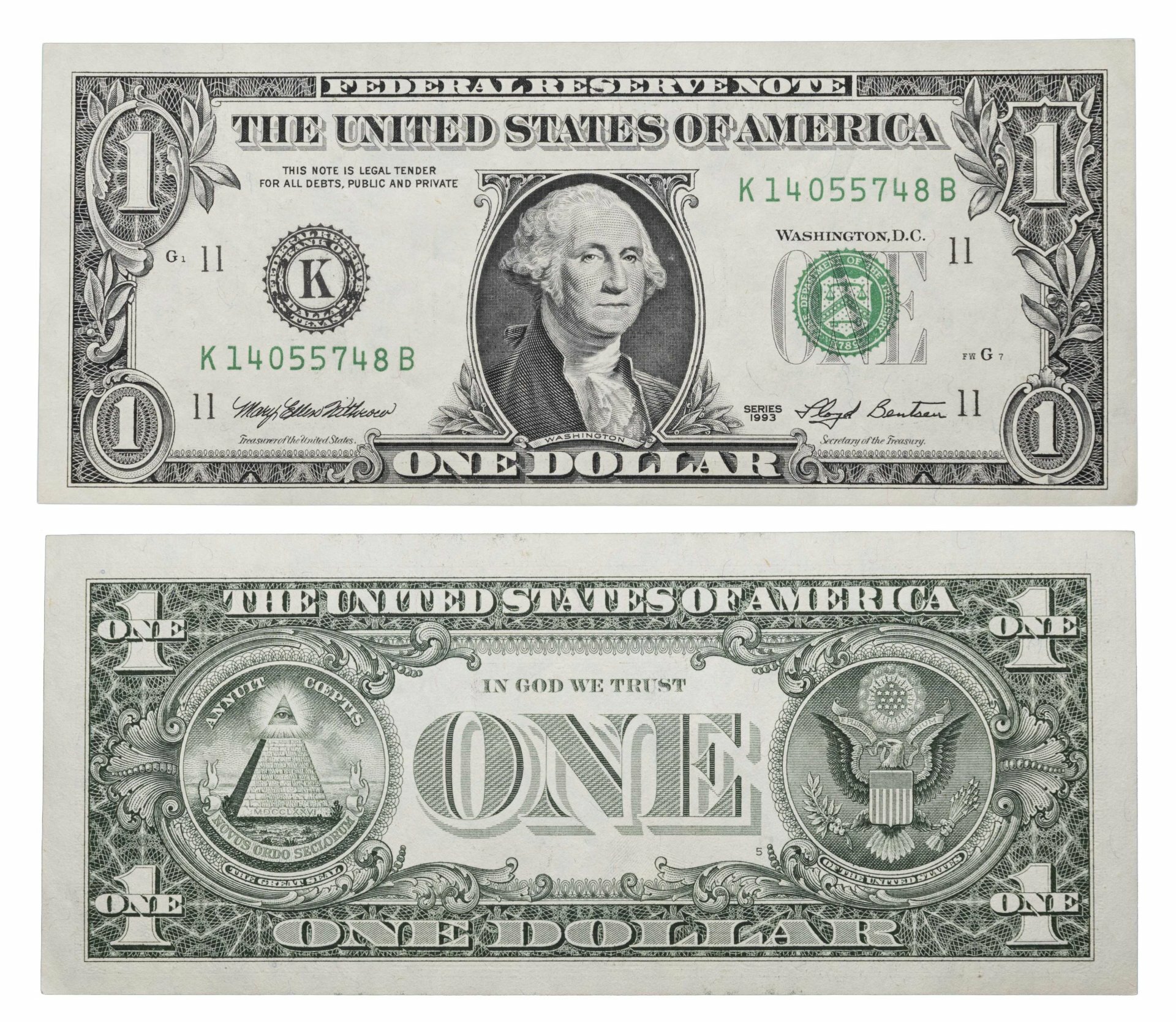 США 1 доллар 1993 год Pick 490а К-Даллас