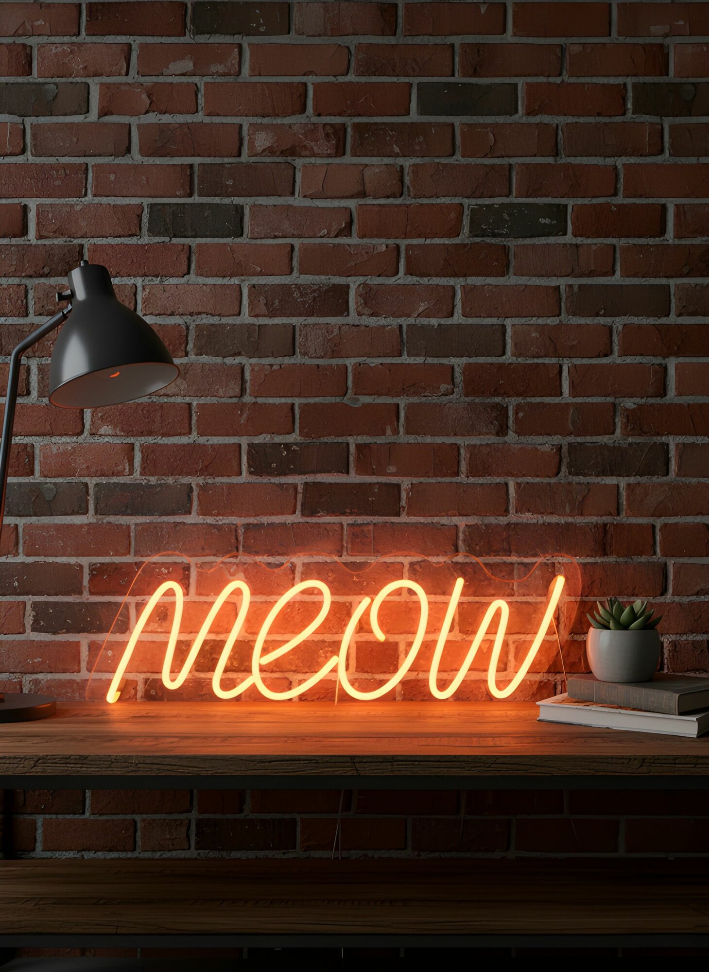 Неоновая вывеска "MEOW" 40х20 см, неоновая надпись, LED светильник для дома, магазина и кафе