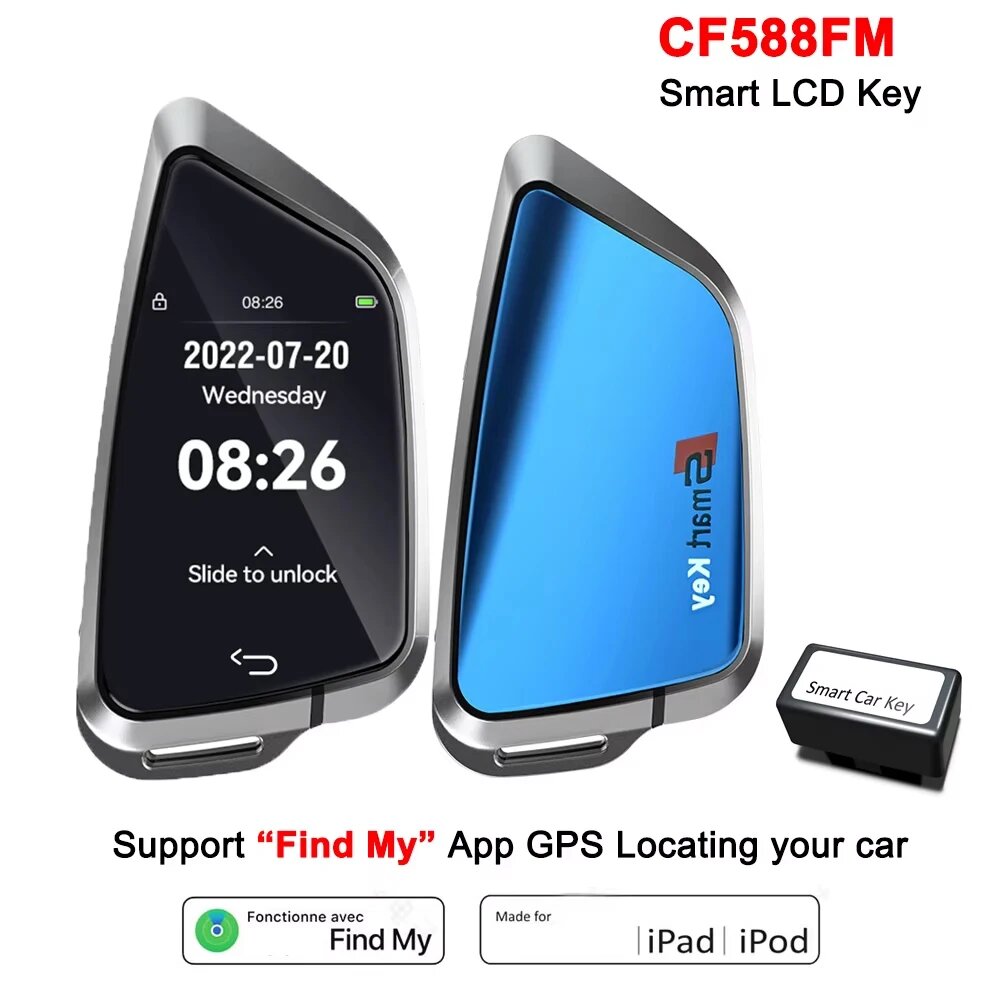 CF588 Универсальный умный дистанционный ключ Find My ЖК-экран для BMW Benz Audi Toyota Honda Cadillac Ford Hyundai Удобный вход Russian, CF588 With Locator