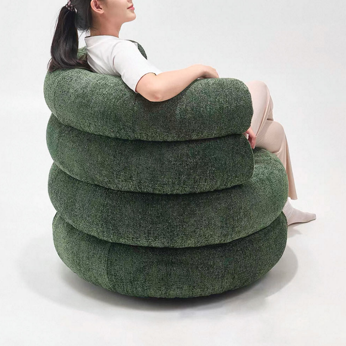 Интерьерное круглое поворотное кресло Lietor (зеленое)