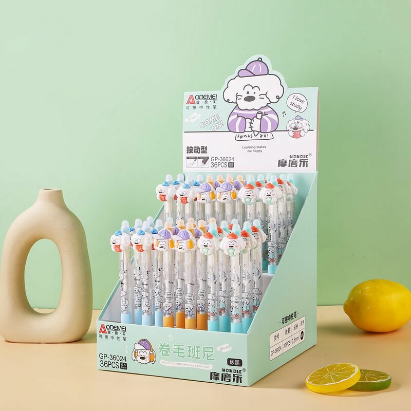 36 упаковок коробочных ручек с гелевой стираемой пастой для студентов, карандашные стираемые ручки, кристально синий угольный черный 0.5 мм