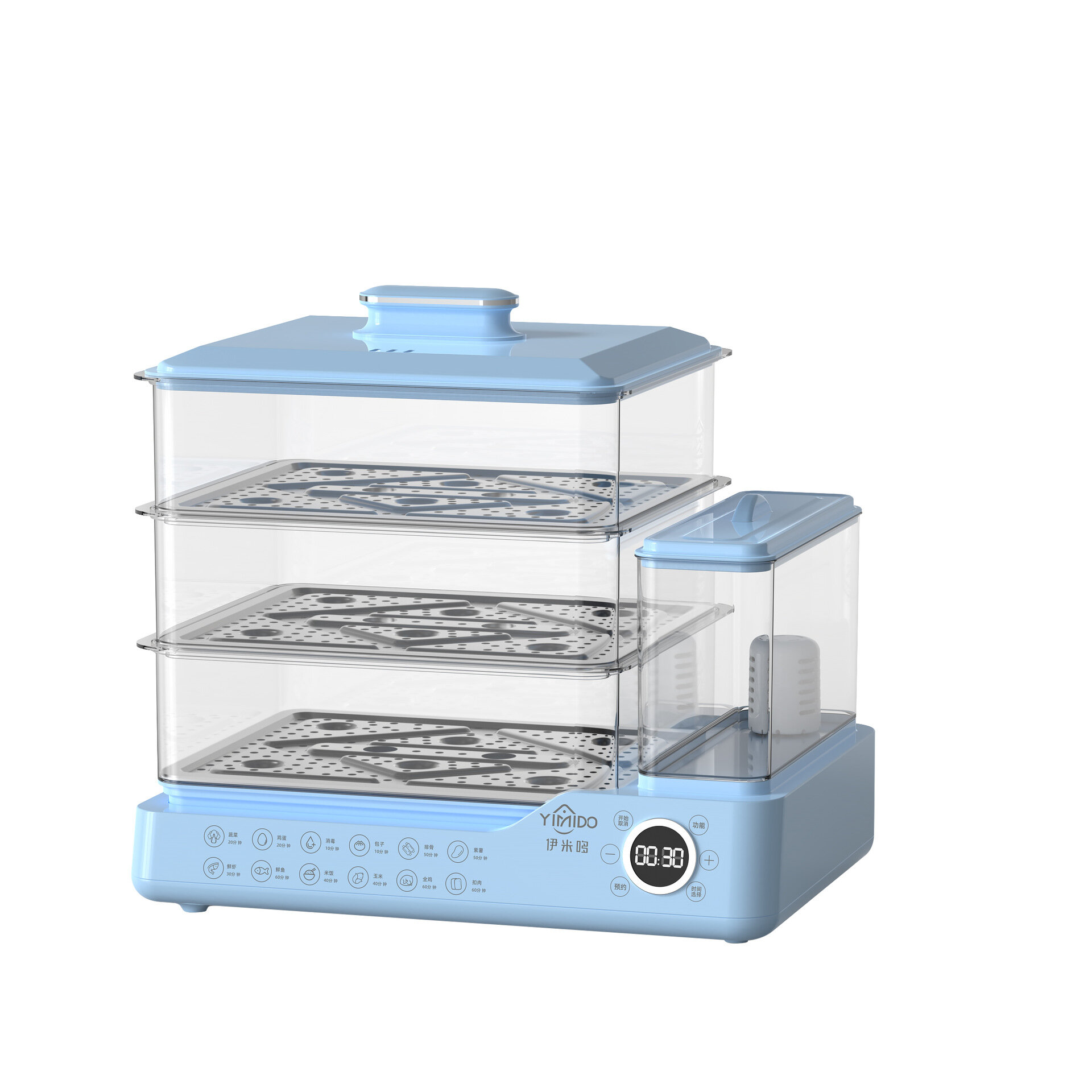 Многофункциональный электрический пароварка для домашнего использования, раздельного типа с независимым резервуаром для воды, трехслойная складная электрическая пароварка с автоматическим выключением, прибор для приготовления завтрака