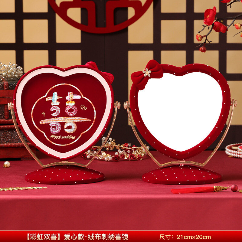 Зеркало для макияжа с кисточками, пара, красное, для невесты, свадебные принадлежности, коллекция для предсвадебного торжества