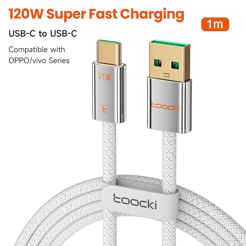 Toocki 120W USB-C to USB-C кабель 1m для OPPO/vivo
