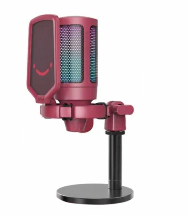 Микрофон проводной Fifine A6, разъем: USB Type-C, красный, настольный