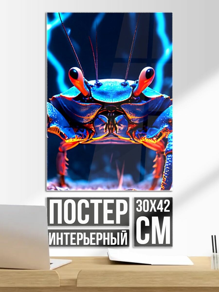 Постер на стену Краб в разрядах молний