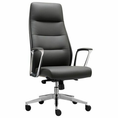 Кресло BRABIX PREMIUM 'Adept EX-752', синхромеханизм, алюминий, экокожа, черное, 532930