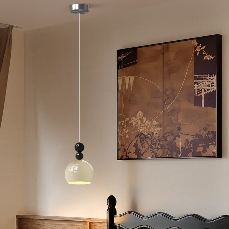 Черно-белая прикроватная маленькая люстра-барная подвесная линейная лампа-трехцветное затемнение