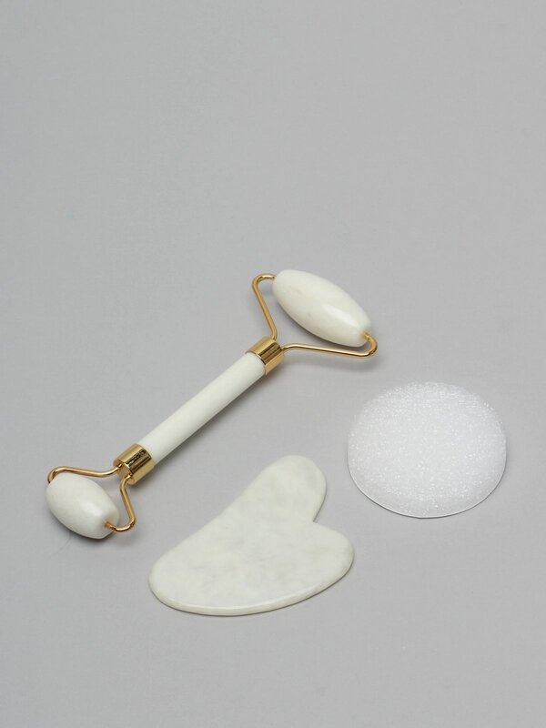 Массажный набор Гуаша для лица и тела из натурального нефрита в коробке