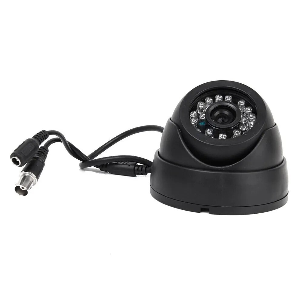 Черная камера наблюдения PAL 1/3 дюйм CMOS 700TVL 24 LED IR Cut 3.6mm Внутренняя купольная видеонаблюдения