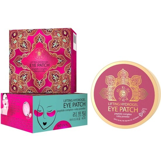 Гидрогелевые лифтинг-патчи для области вокруг глаз Mi-ri-ne с комплексом пептидов и рубиновой пудрой 60 шт