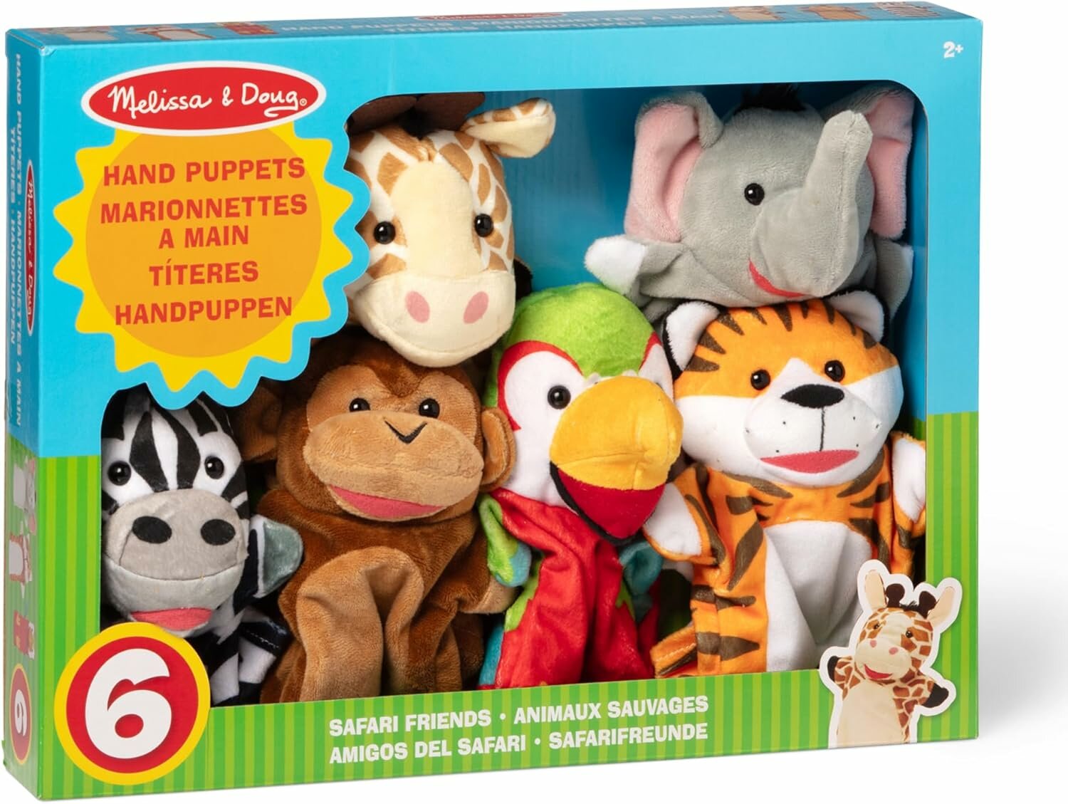 Сюжетно-ролевой набор Melissa & Doug - Куклы плюшевые в виде зверят для игры в кукольный театр, 6 эл. - 9118