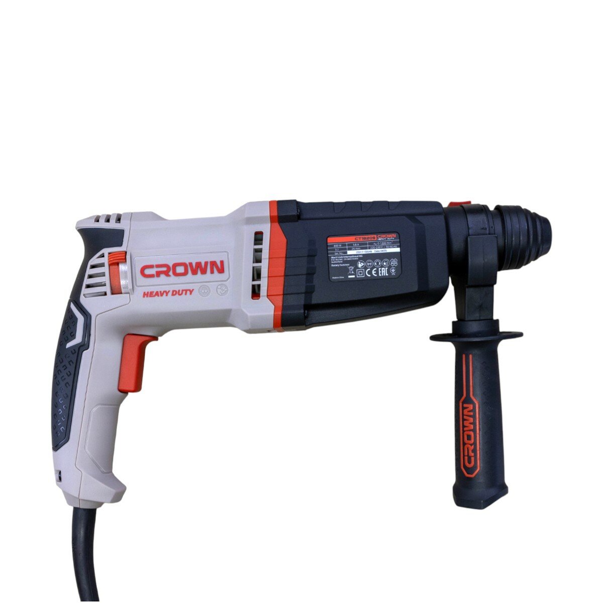 Перфоратор Crown CT18209, 800Вт, вертикальная компоновка, SDS-Plus, с кейсом