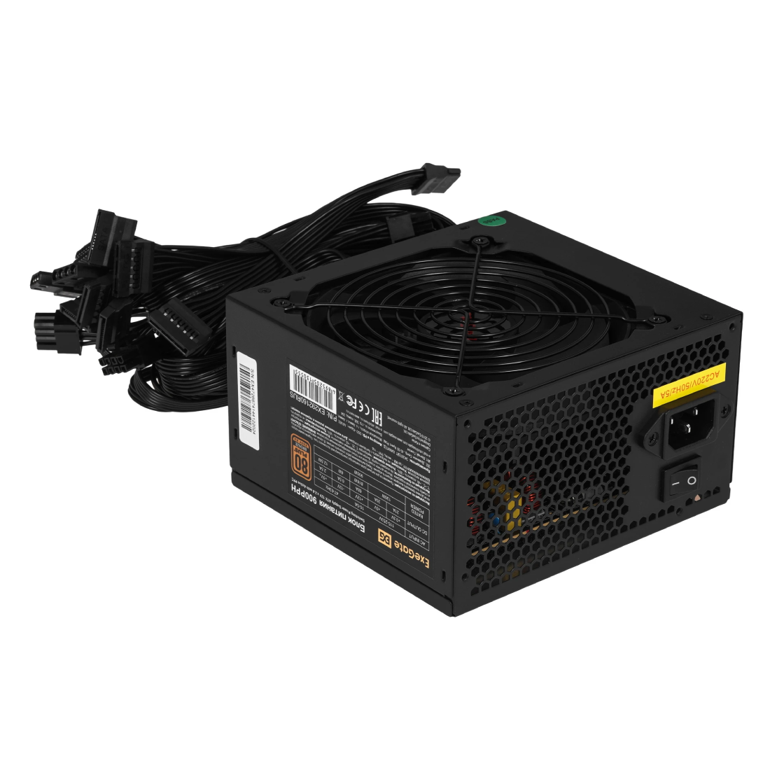 Блок питания ExeGate 900PPH EX292160RUS, 120 мм, 80PLUS Bronze, 900 Вт, ATX 2.4, 20+4 pin, черный