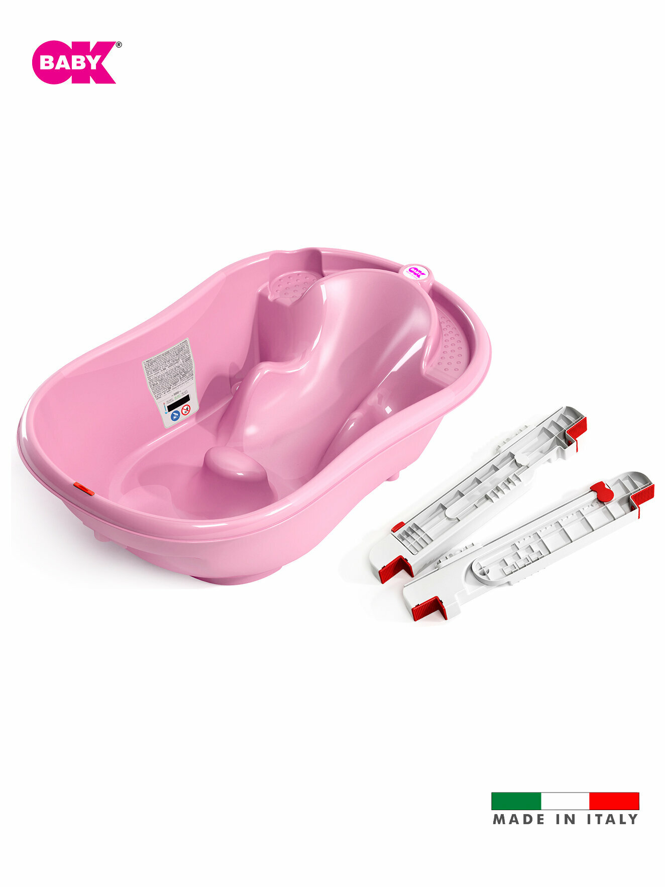 Комплект ванночка Ok Baby Onda + крепление для ванны Розовый