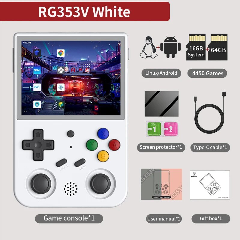 ANBERNIC RG353V White 64G портативная консоль