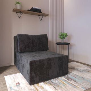 Кресло-кровать, складное, ЛДСП/пенополиуретан, велюровая обивка, коричневое