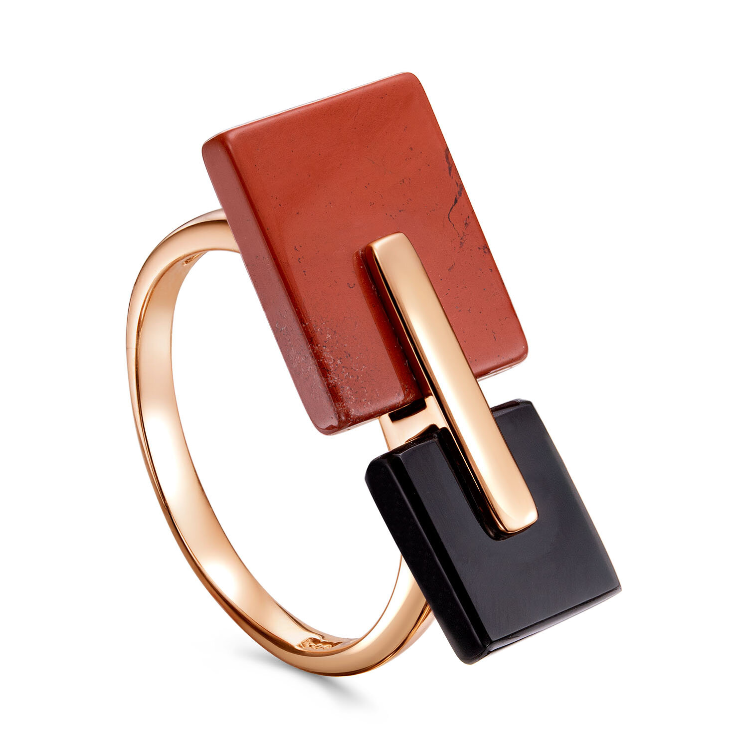 Кольцо тонкое, серебро, 925 проба, яшма, оникс