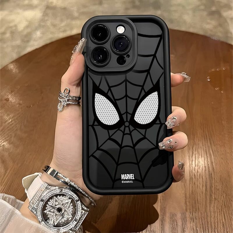 Чехол на Айфон XS Макс Макс / iPhone XS Max черный с принтом Спайдер-мен силиконовый удароПрочный