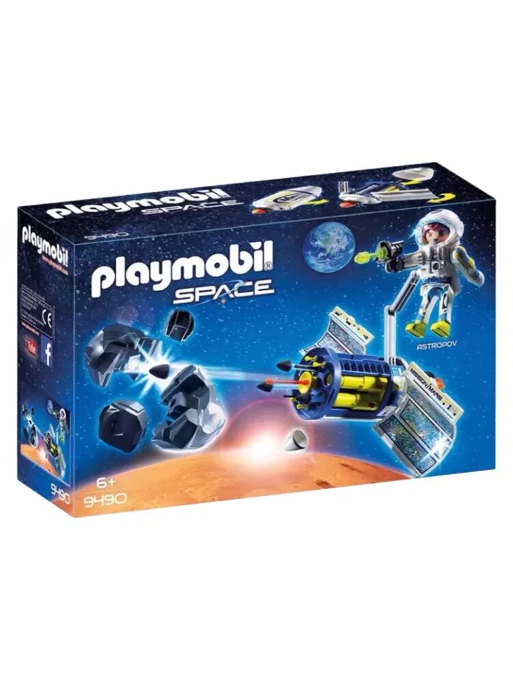 Playmobil-Мир Моби:9490 Space Satellite Meteoroid Laser with Working Cannon, Fun Imaginative Role-Play, PlaySets Suitable for Children Ages 4+