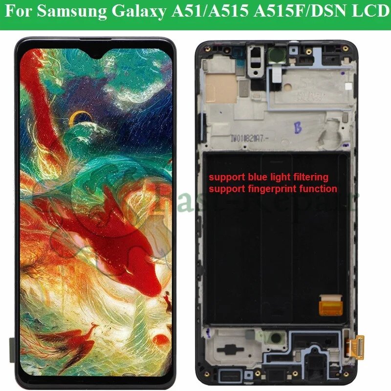 6,5 "Super AMOLED для Samsung Galaxy A51 SM-A515FN/DS A515F A515 ЖК-сенсорная панель дигитайзер с рамкой для дисплея a51