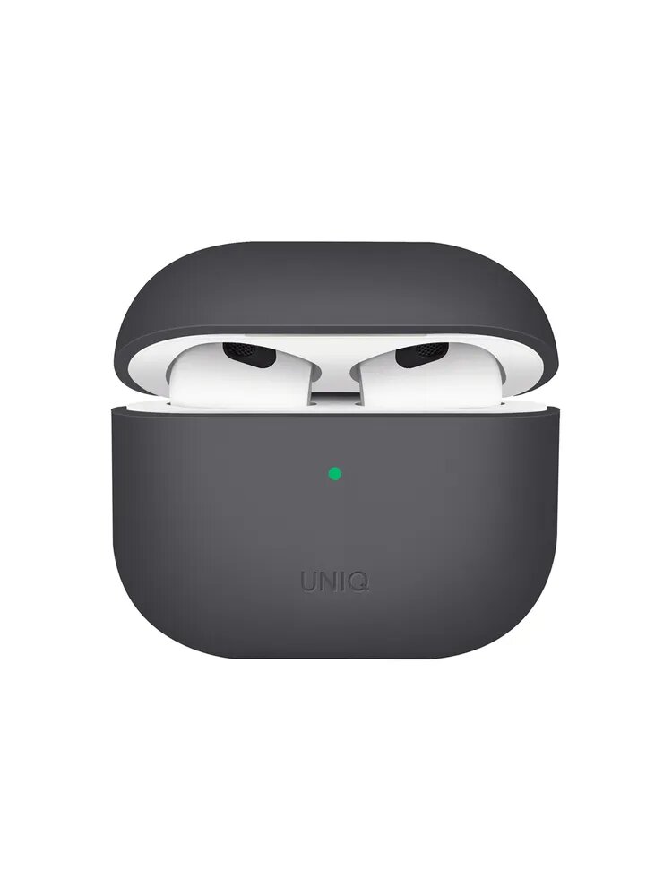 Чехол Uniq для беспроводных наушников Apple Airpods 3 / на Эпл Аирподс 3 / кейс силиконовый LINO, темно-серый