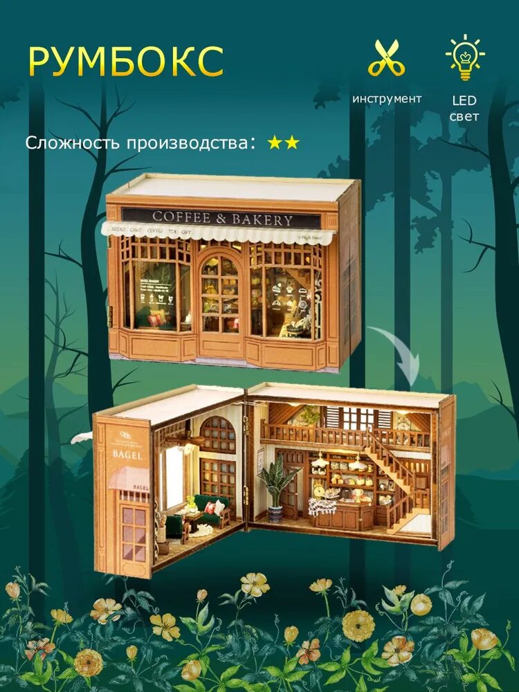 Подарочный Интерьерный конструктор (Румбокс) JYCMGZS миниатюра "перерыв на кофе" миниатюра DIY House