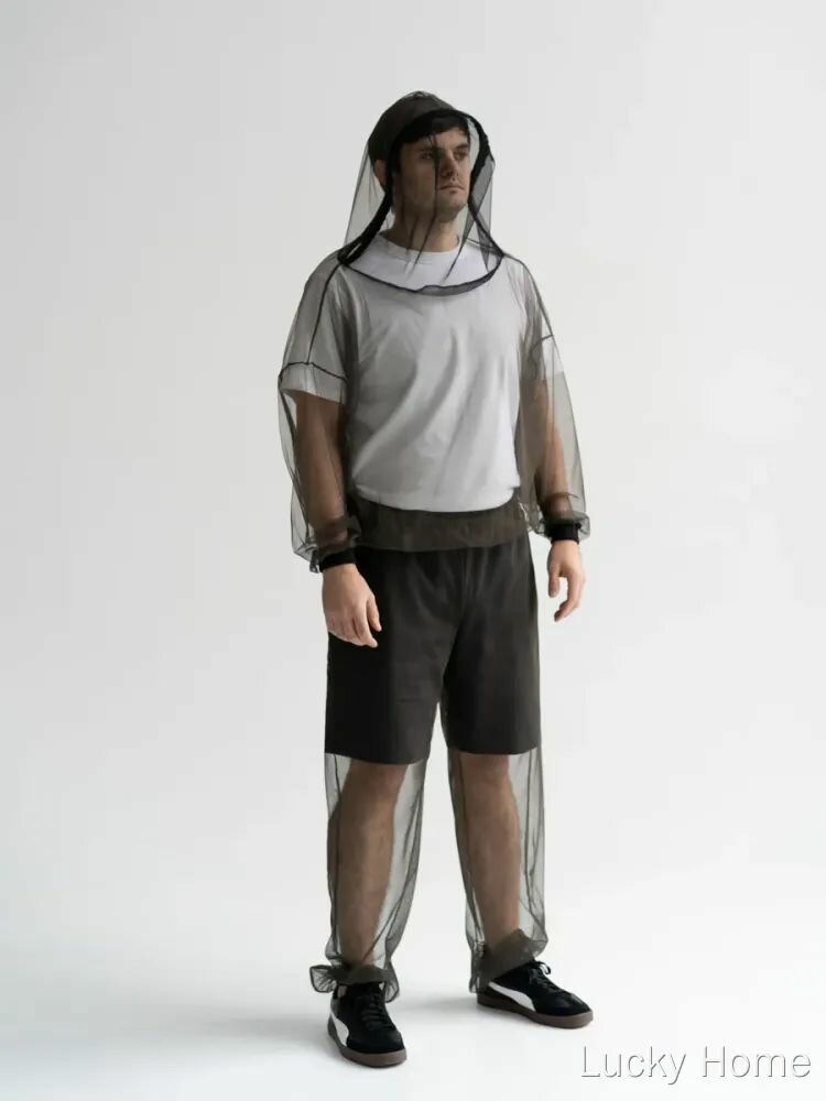Нагрудник Lucky Home с капюшоном сетчатый прозрачный для мужчин лето от комаров, накидка