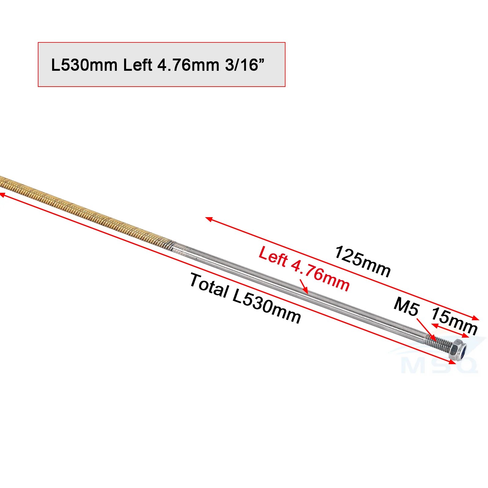 Гибкий вал MSQ 530 мм, 4.76 мм, Left