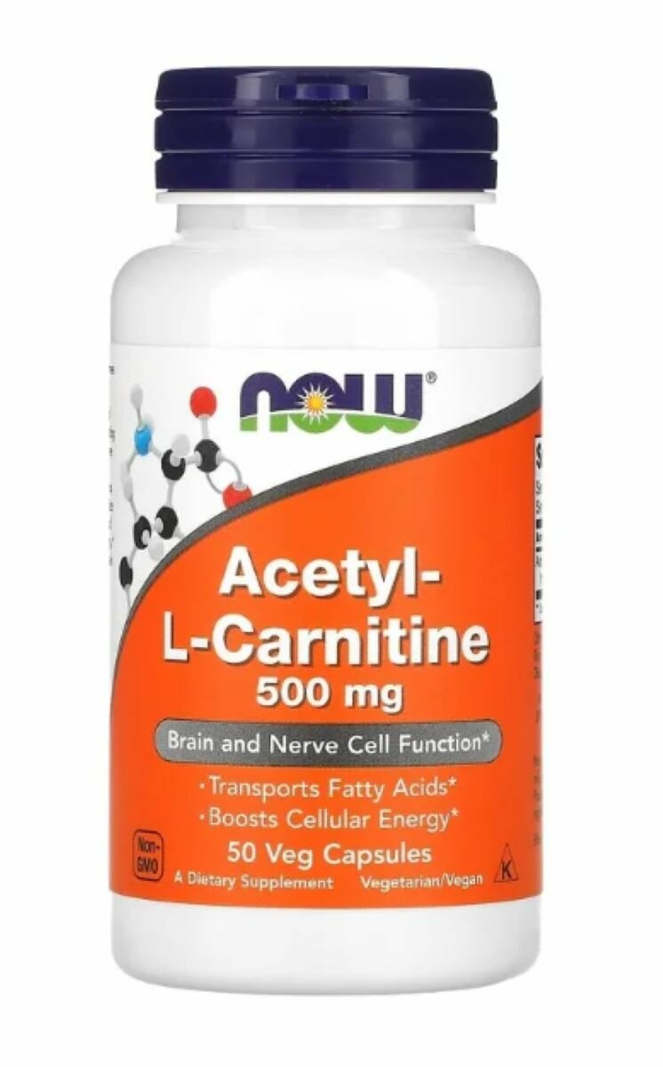 Для жиросжигания Ацетил Л-карнитин NOW Acetyl L-Carnitine 500 mg 50 таблеток