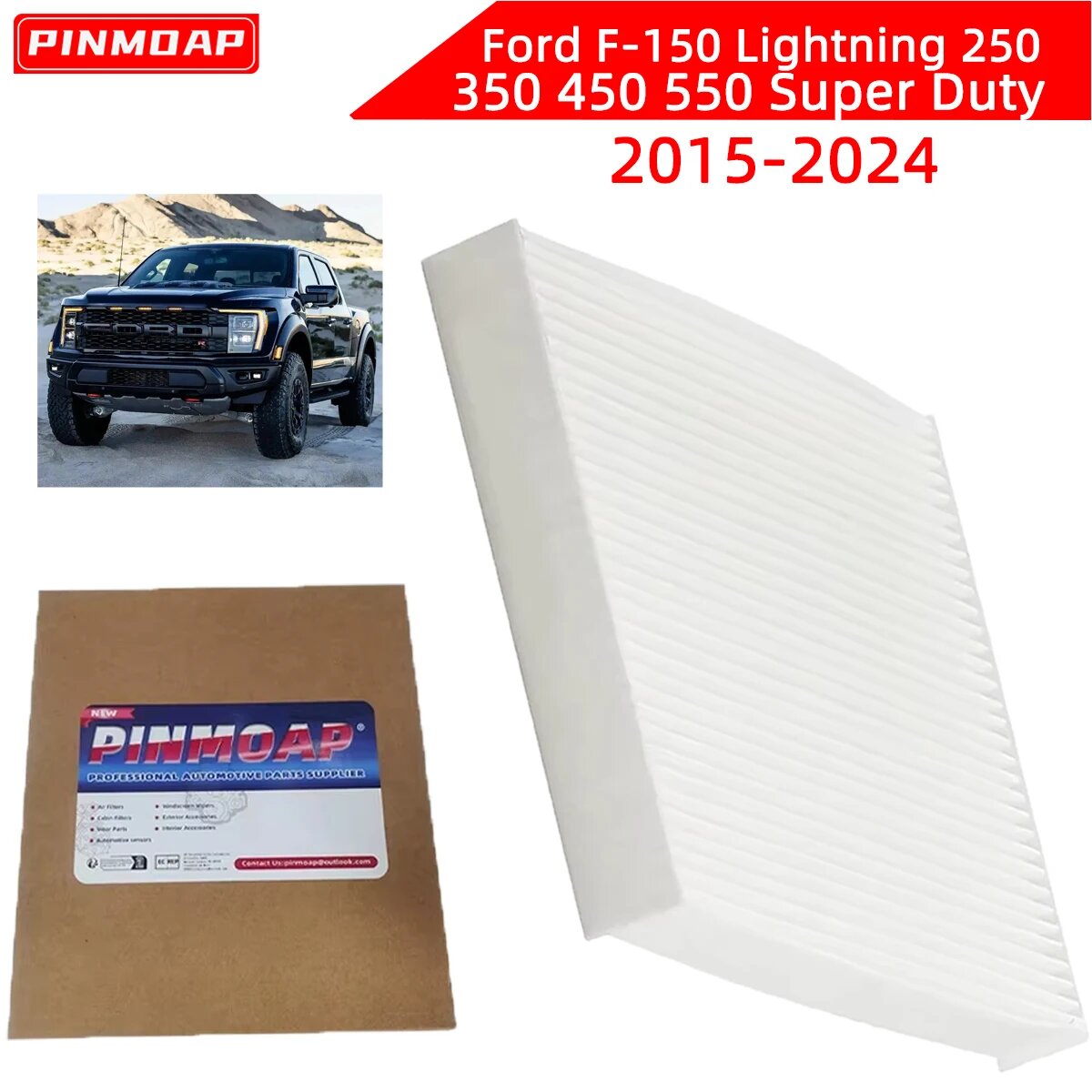 Автомобильный салонный фильтр для Ford F-150 Lightning F-250 350 450 550 F-150 (2015-2024), 2pcs
