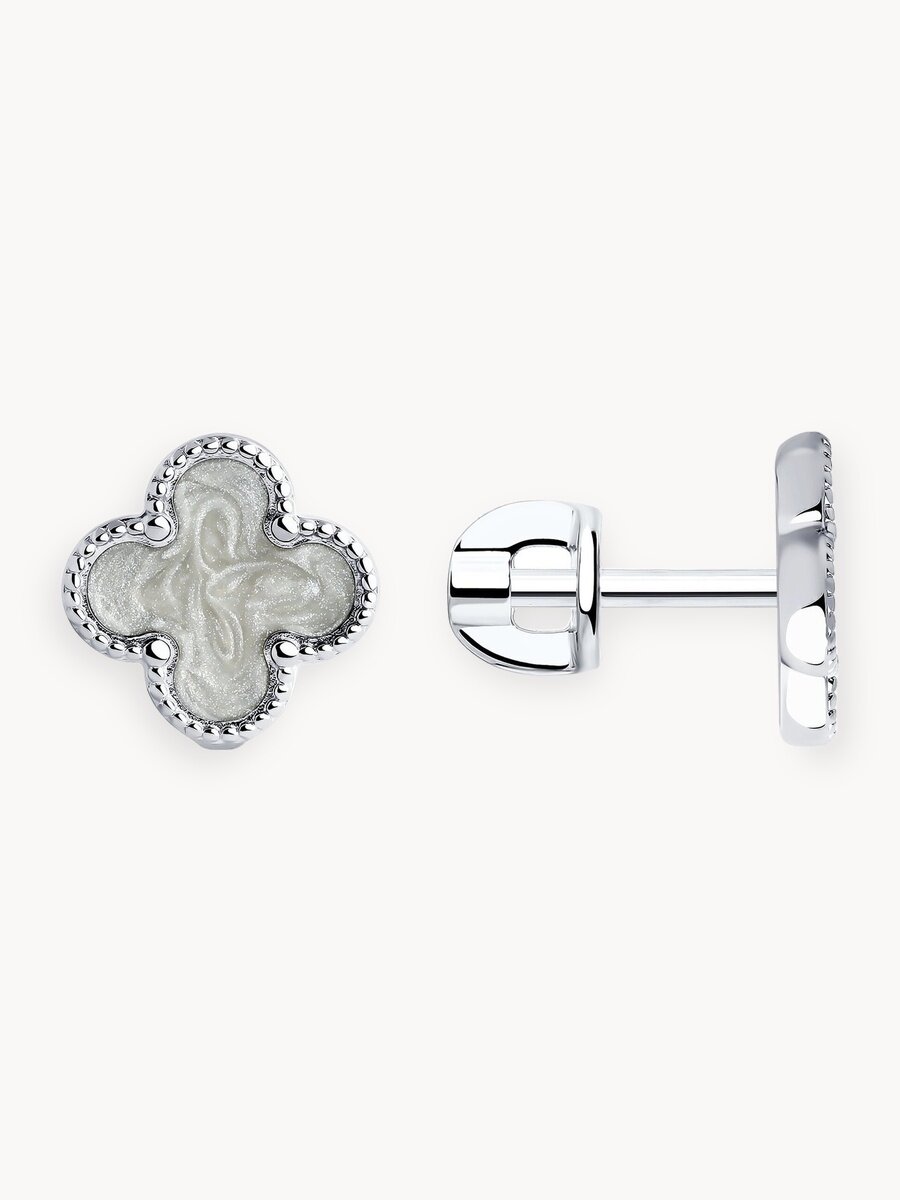 Серьги пусеты, серебро, 925 проба, родирование, эмаль