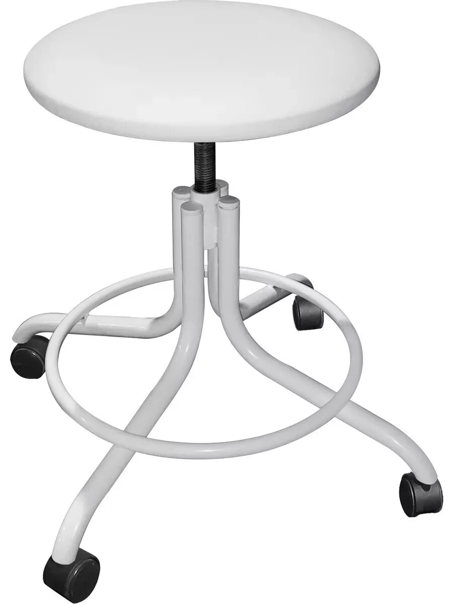 Табурет медицинский винтовой Техсервис М92-101 (белый), на колесах