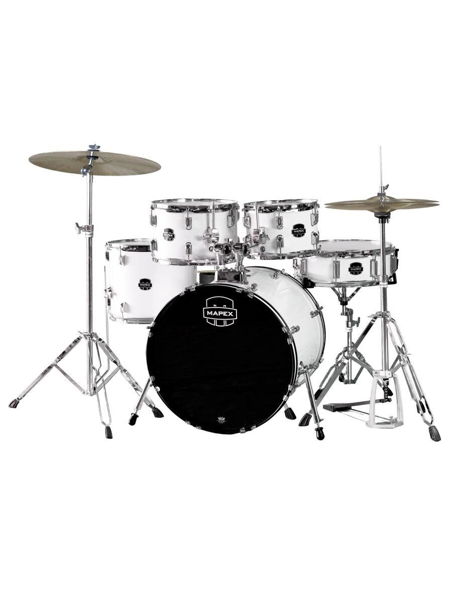 Mapex CM5294FTCFH Ударная установка из 5-ти барабанов, Comet series: BD2216, TT1007, TT1208, FT1614, SD1450, педаль P250, стойки: H250, C250, S250, стул T400, тарелки 14" HIHAT + 16"CRASH, цвет White Thin Grain