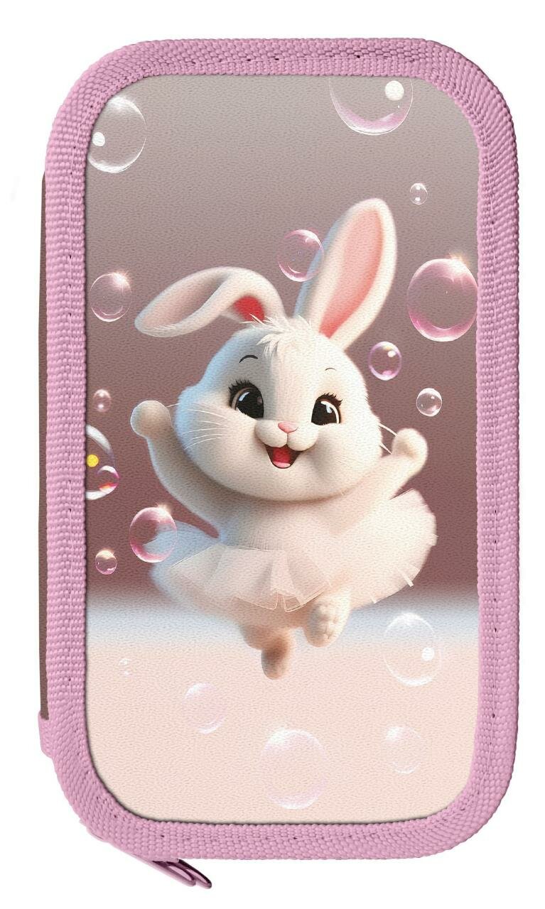 Пенал двухсекционны Schoolformat заки танцоры 190х105 мм розовы, картон