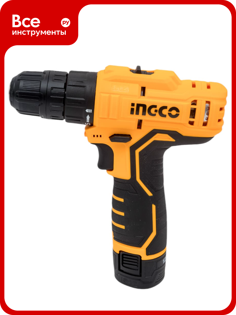 Аккумуляторная, INGCO, дрель-шуруповерт INGCO Li-Ion, 12 В CDLI12208, сверления отверстий в пластике, Аккумуляторный
