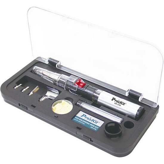 Pro'skit Газовый паяльник (3 в 1, керамический нагреватель) с автоподжигом с набором насадок в футляре GS-23K С00037320