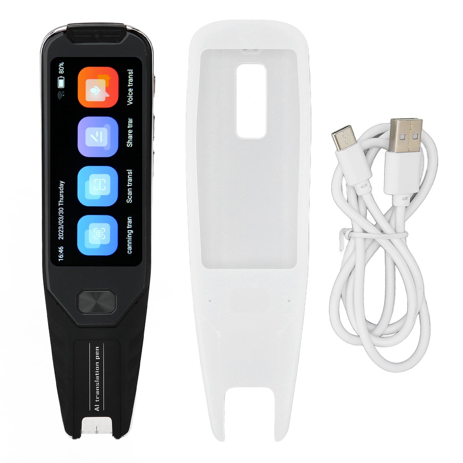 Смарт-ручка 3,5" экран, 134 языка, Bluetooth, черная