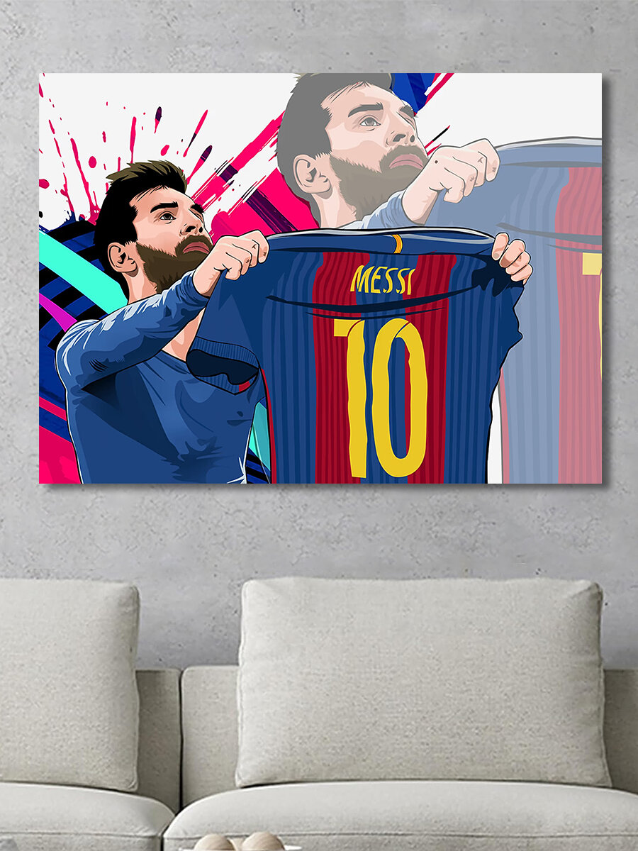 Картина интерьерная на стену - "Лионель Месси, футбол", 50х70 см.