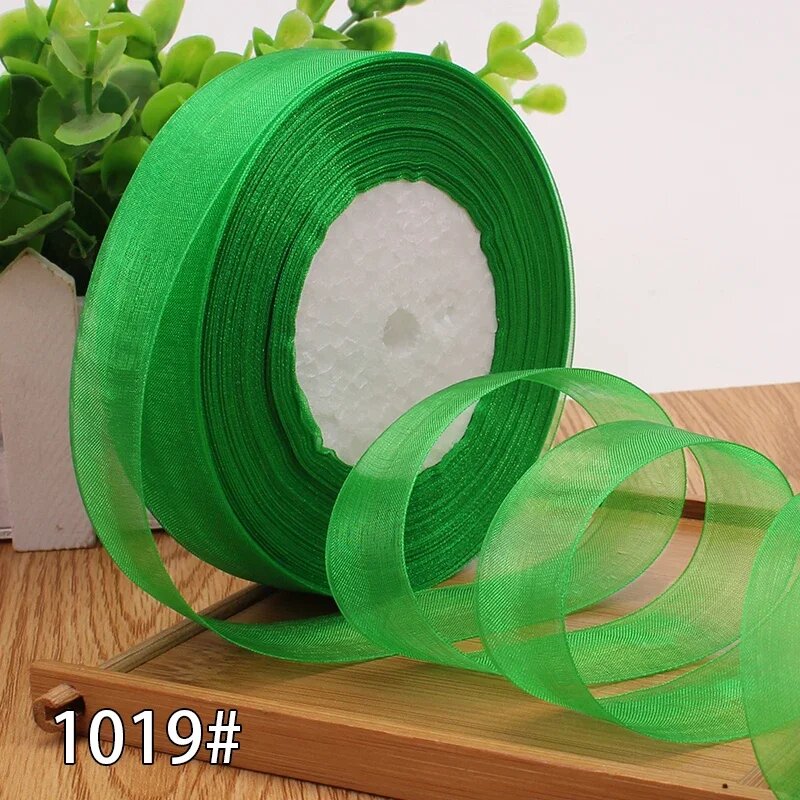 25 мм прозрачные ленты из органзы, 50 ярдов/рулон, сделай сам, ткань для рукоделия ручной работы, Рождество, Хэллоуин, свадьба, вечеринка, подарочная упаковка, лента